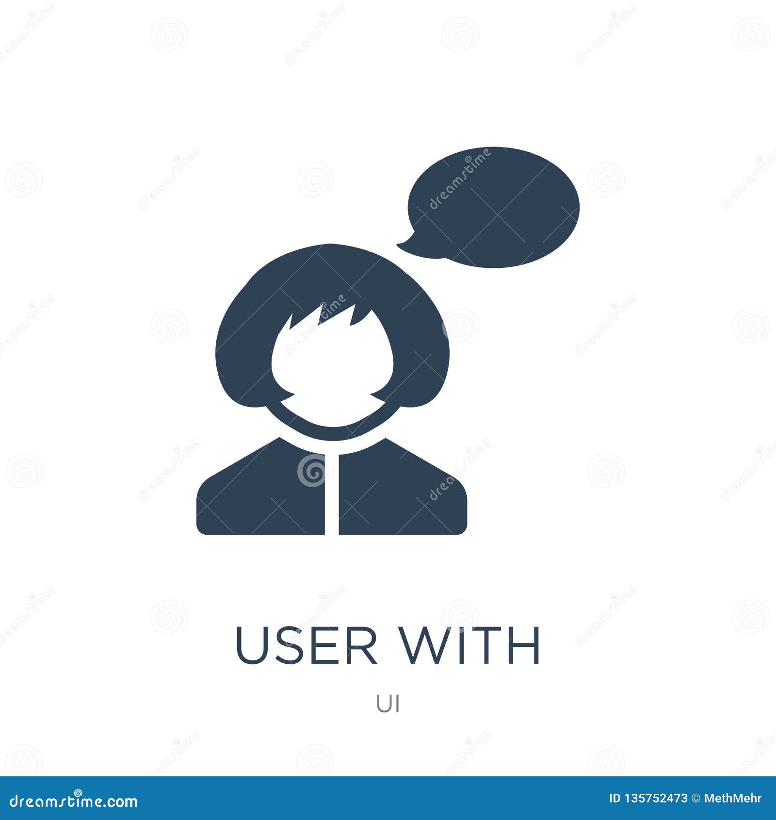 User with Speech Bubble Icon in Trendy Design Style. User with Speech ...