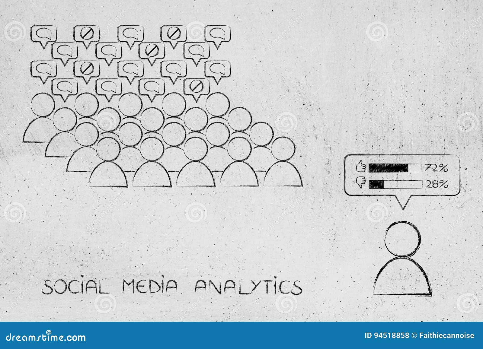 User with Stats in Front of Crowd of Followers with Positive and Stock ...