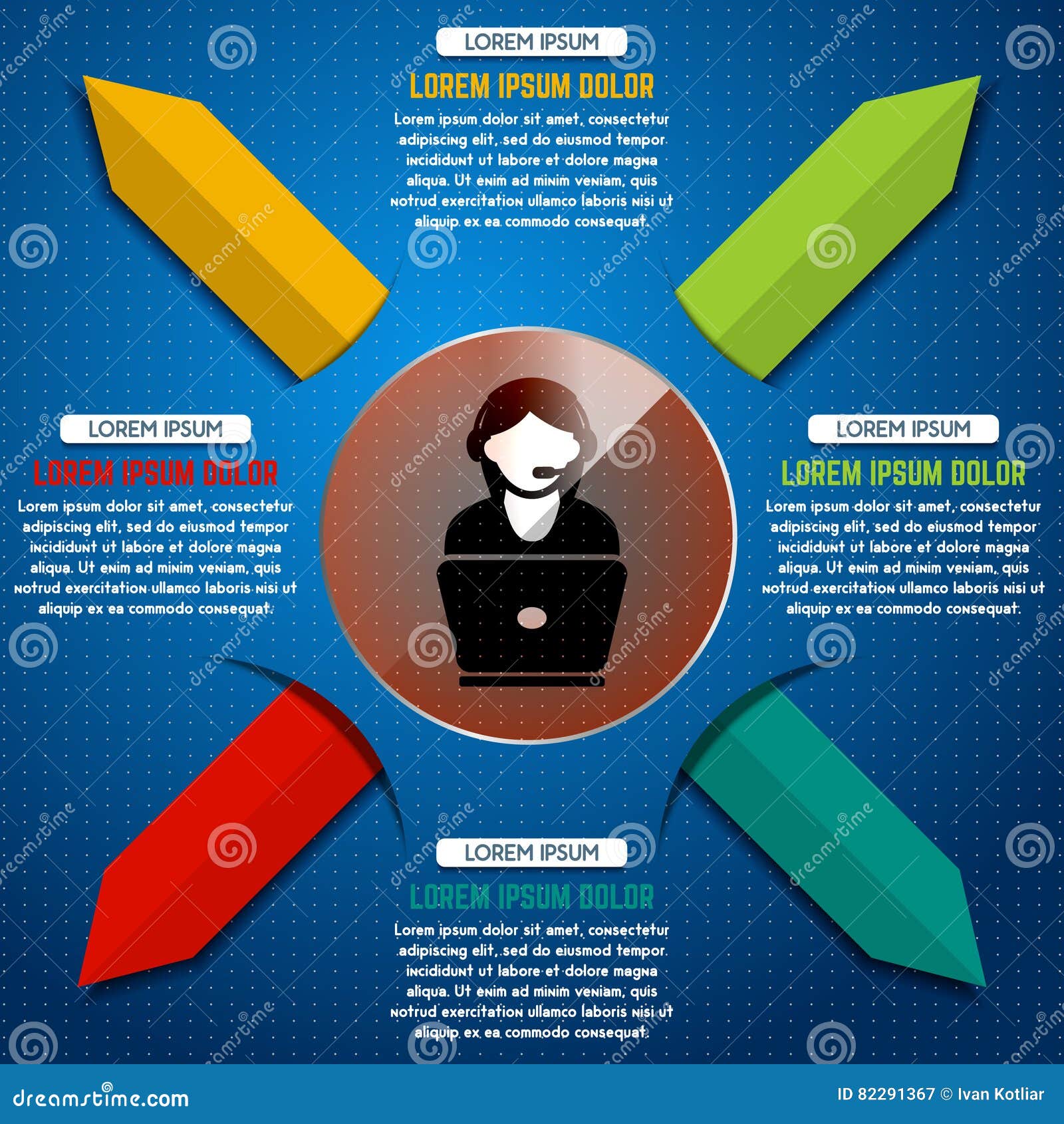 User Support Infographic Design Template with Colorful Arrows an Stock ...