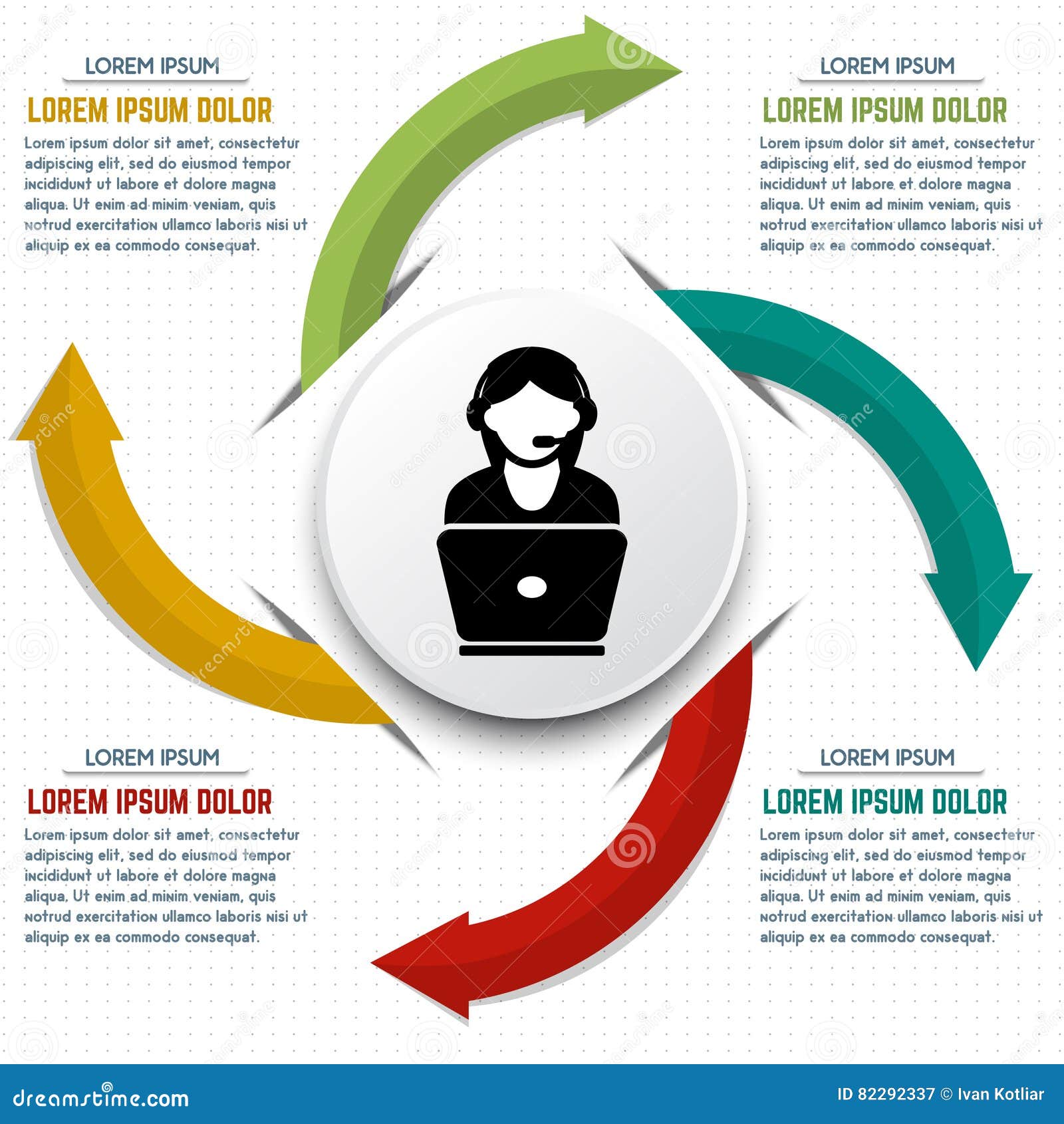 User Support Infographic Design Template with Colorful Arrows an Stock ...