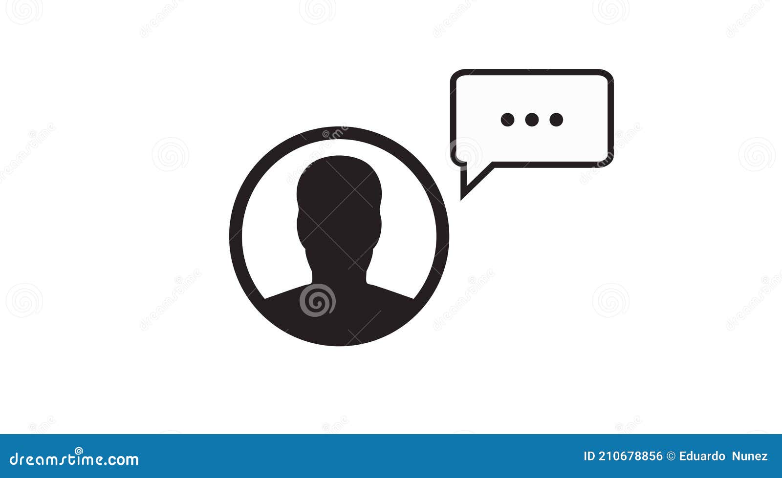 User Talking Black and White Icon. Vector Isolated Stock Vector ...