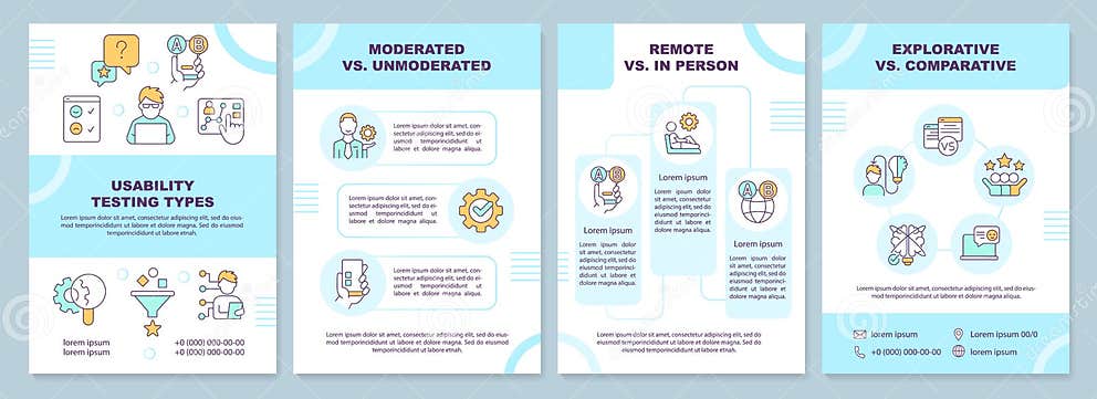 User Testing Types Blue Brochure Template Stock Vector - Illustration ...