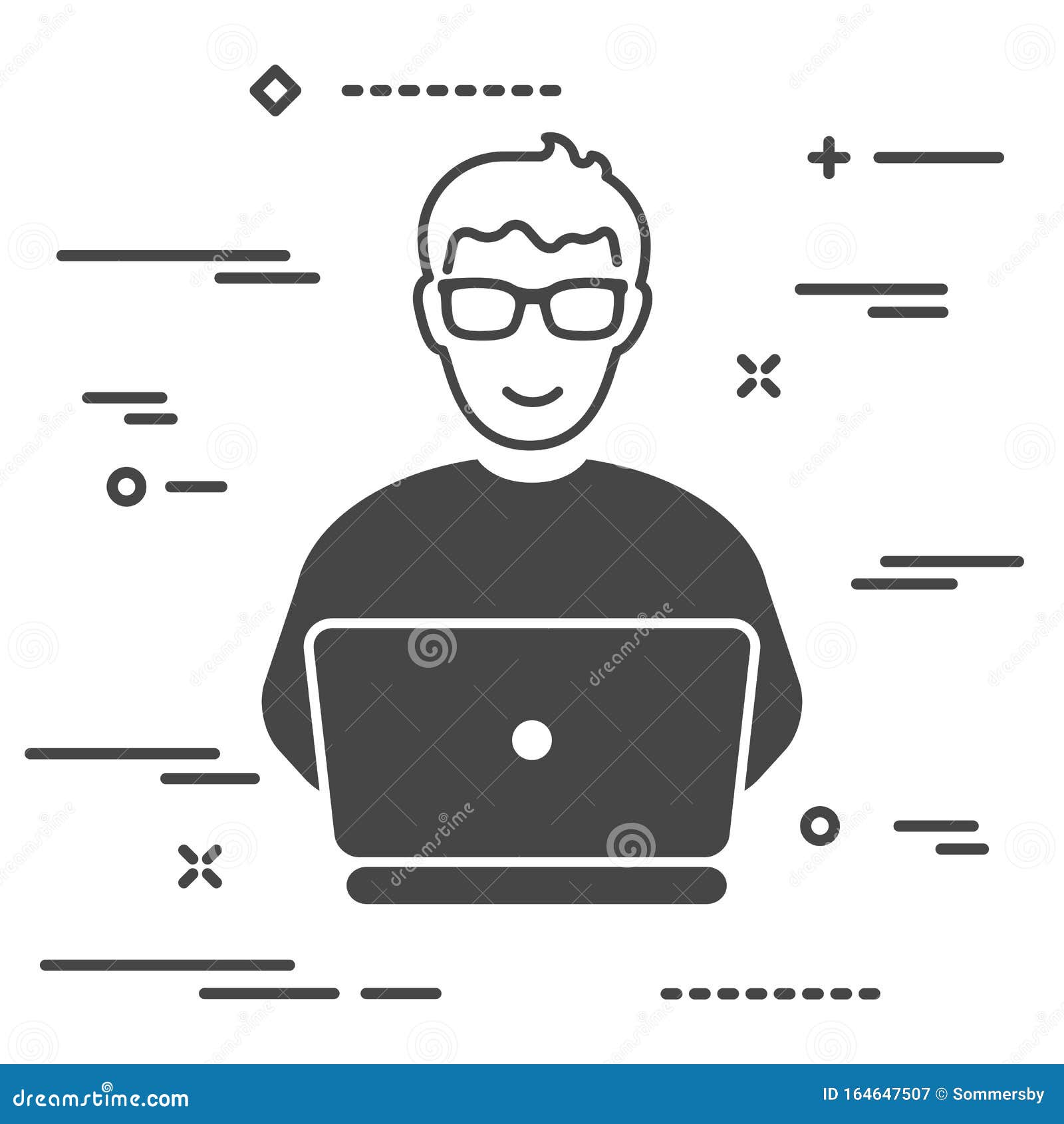 User with Tie Working on Laptop, Concept Illustration of Person with ...