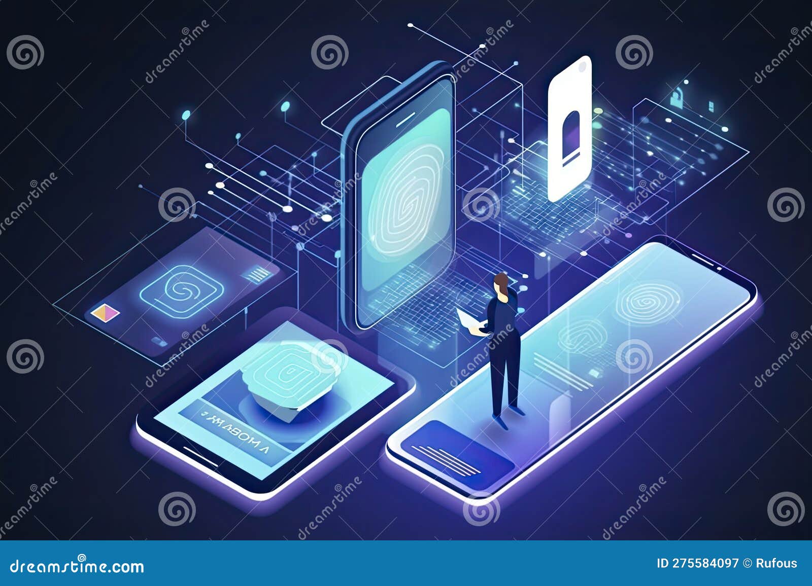 Identification Of Human Fingerprint Poster Vector | CartoonDealer.com ...