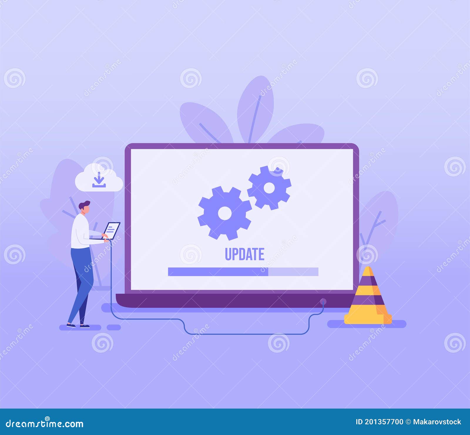 User Updating Operation System With Progress Bar Software Upgrade And Installation Program