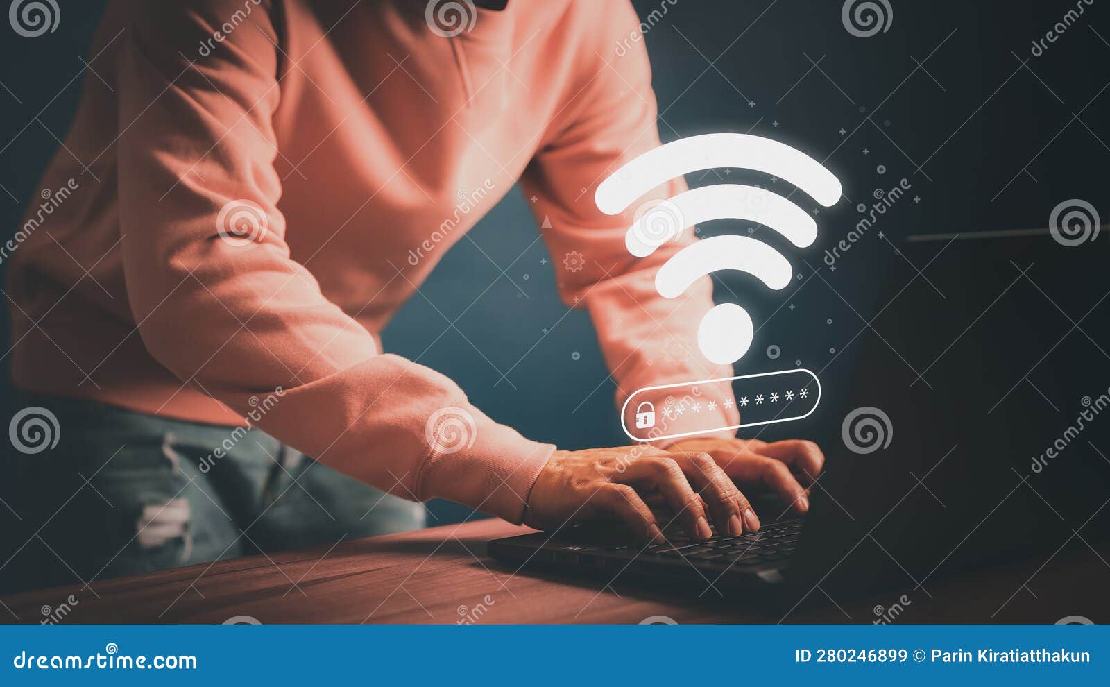 User Using A Computer Laptop To Connect To Wifi But Wifi Not Connected And Waiting To Loading
