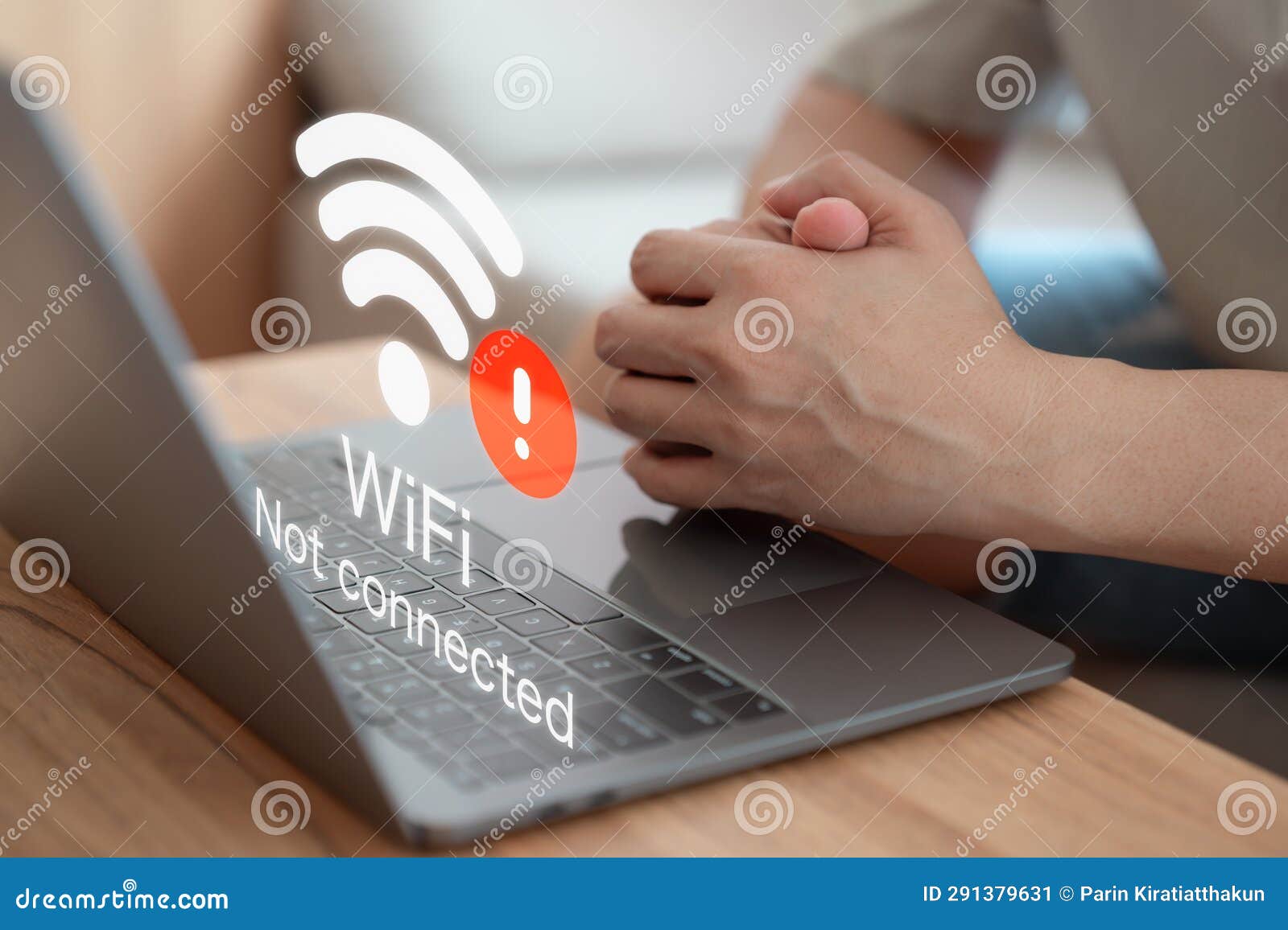 User Using A Computer Laptop To Connect To Wifi But Wifi Not Connected And Waiting To Loading