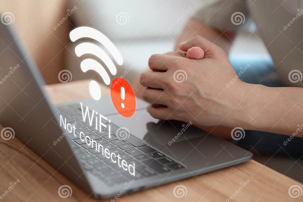 User Using A Computer Laptop To Connect To Wifi But Wifi Not Connected And Waiting To Loading