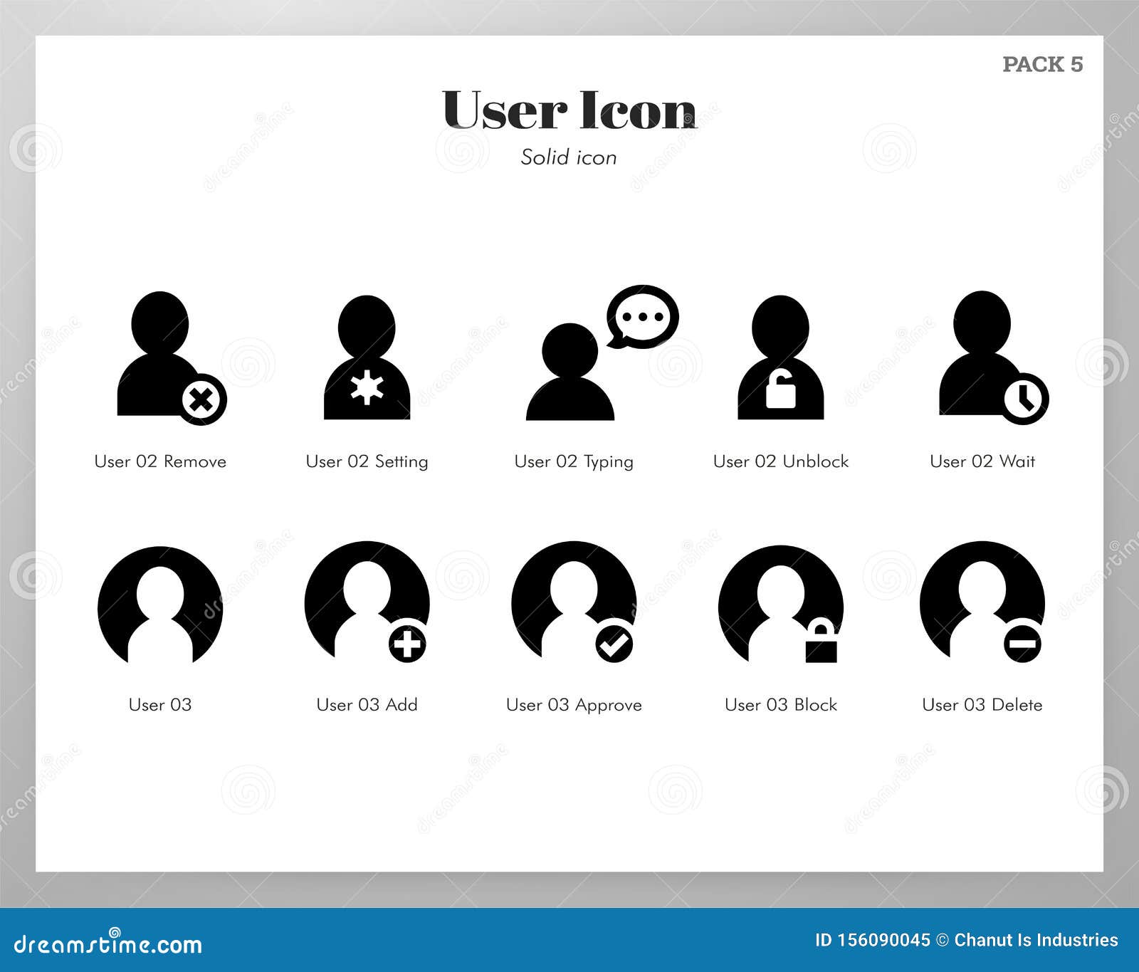 User icons Solid pack stock vector. Illustration of lock - 156090045