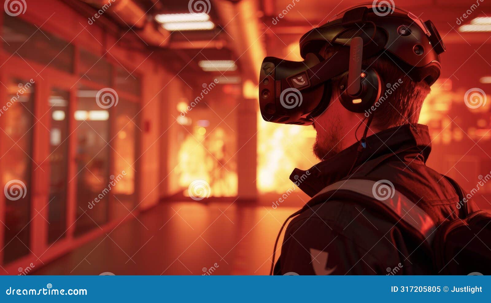 A User in a Virtual Office Space Using a VR Headset To Practice ...
