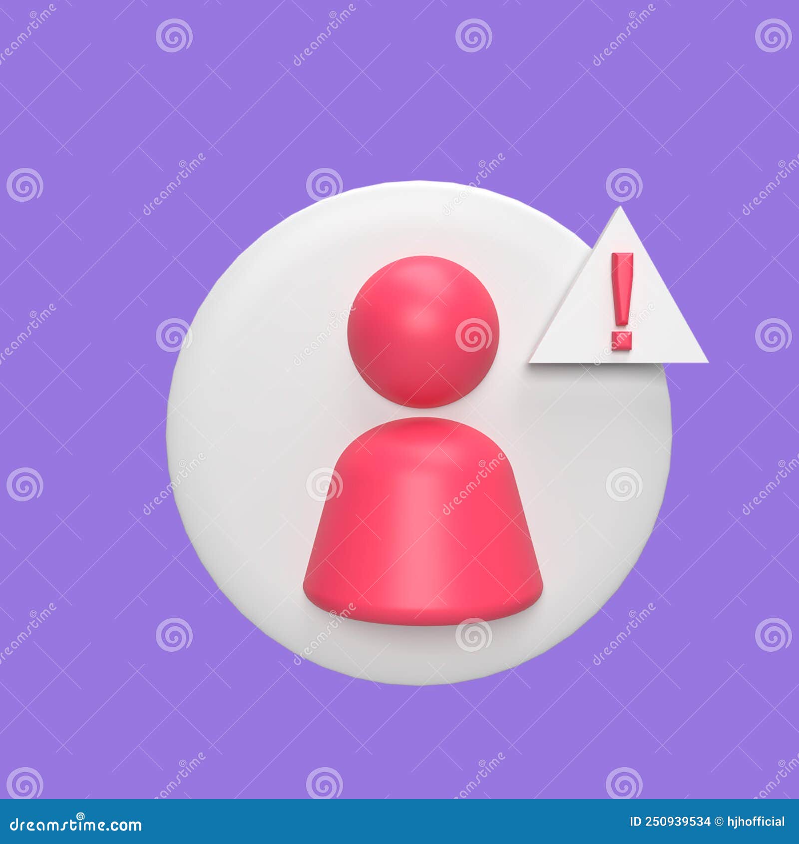 User Warning 3d Icon Model Cartoon Style. Render Illustration Stock ...