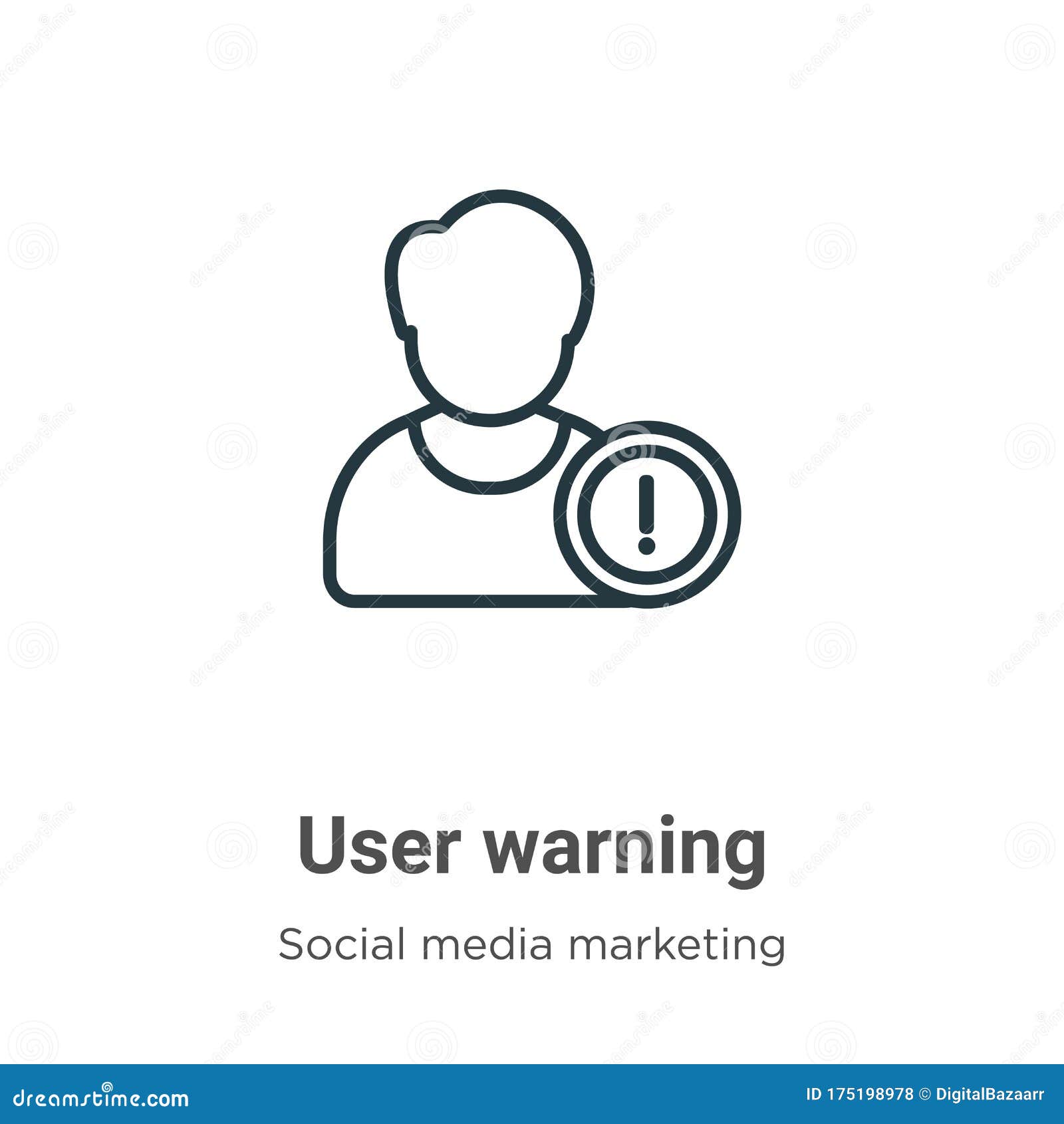 User Warning Outline Vector Icon. Thin Line Black User Warning Icon ...