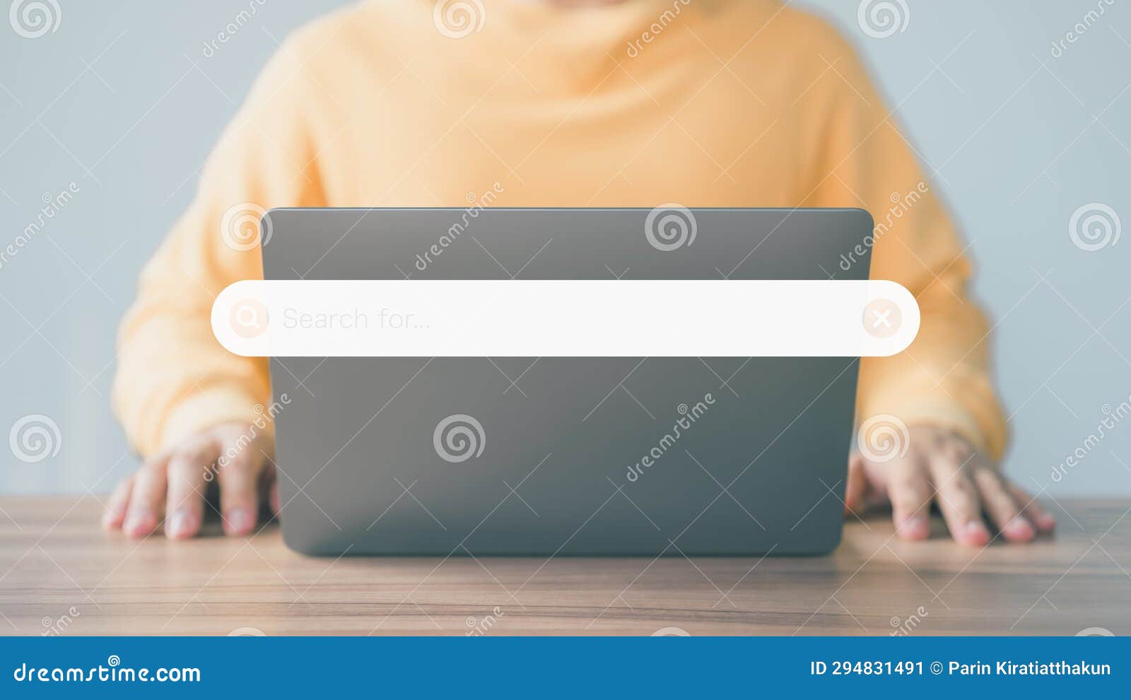 User Working with a Laptop Computer on Table in Office. Stock ...