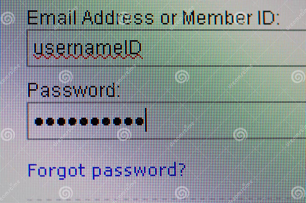Username ID and password stock photo. Image of gray, blue - 27115834