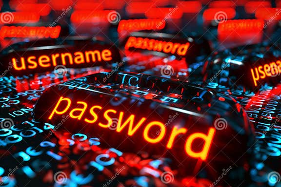 Username and Password Fields with Red Security Lighting, Symbolizing ...