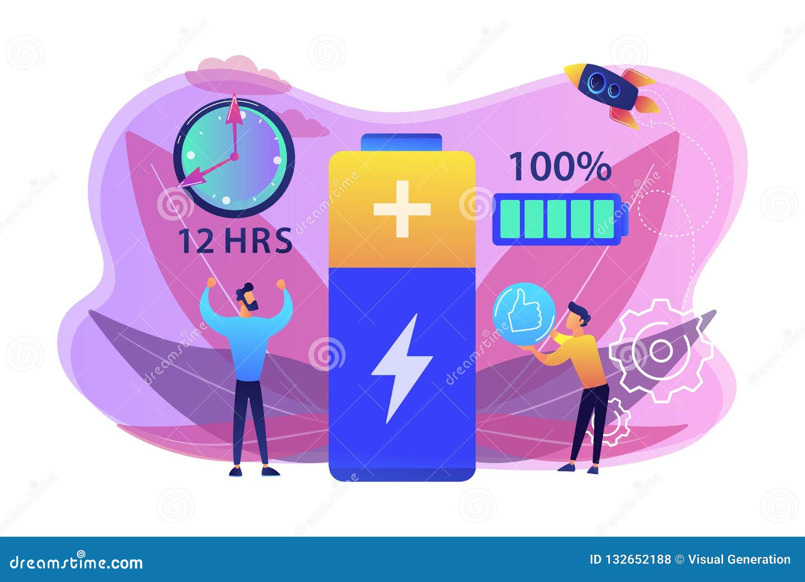 Battery Runtime Concept Vector Illustration. Stock Vector ...