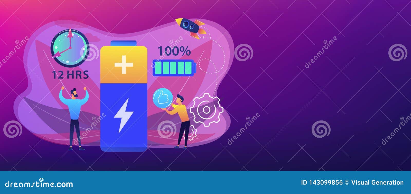 Battery Runtime Concept Banner Header. Stock Vector - Illustration of ...