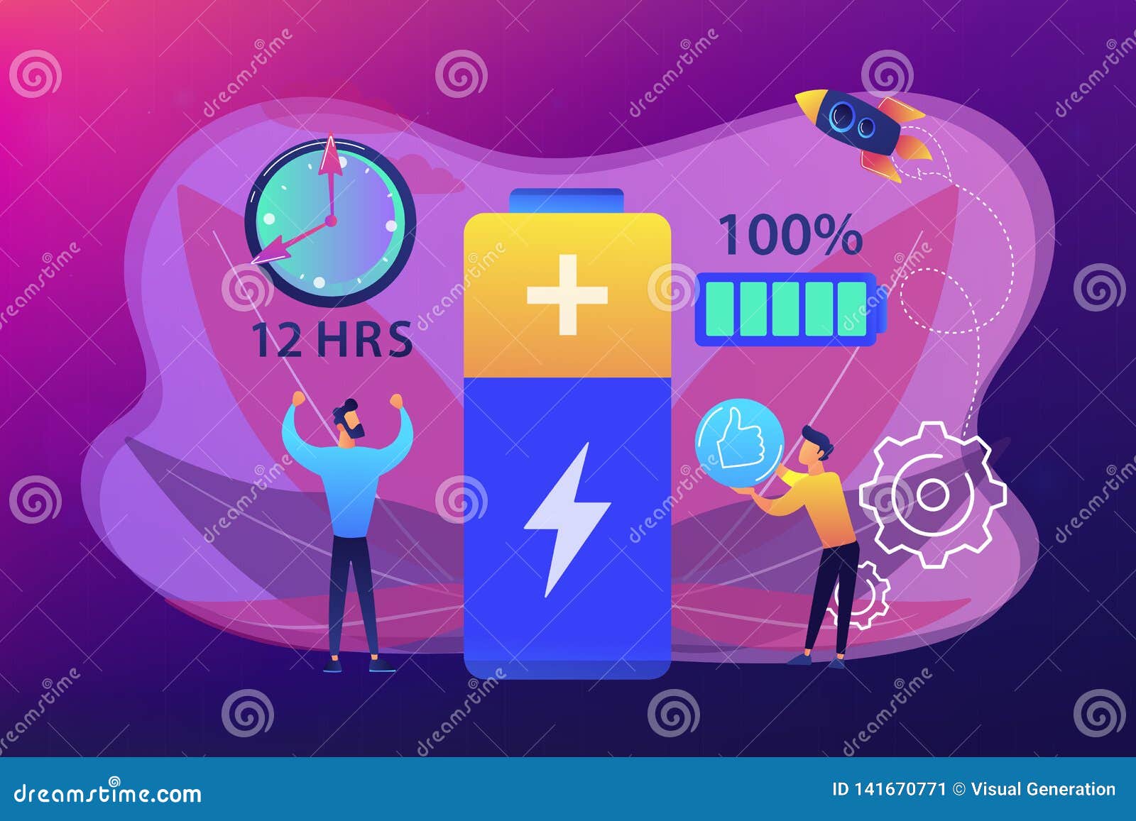 Battery Runtime Concept Vector Illustration. Stock Vector ...