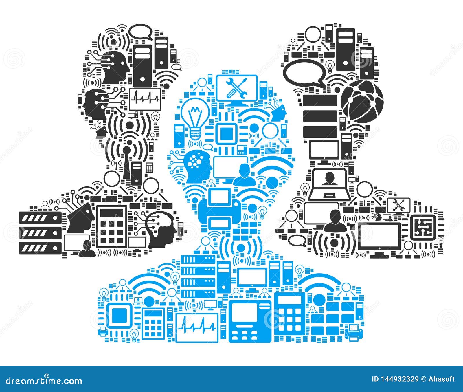 Users Composition Icon For Bigdata And Computing Stock Vector
