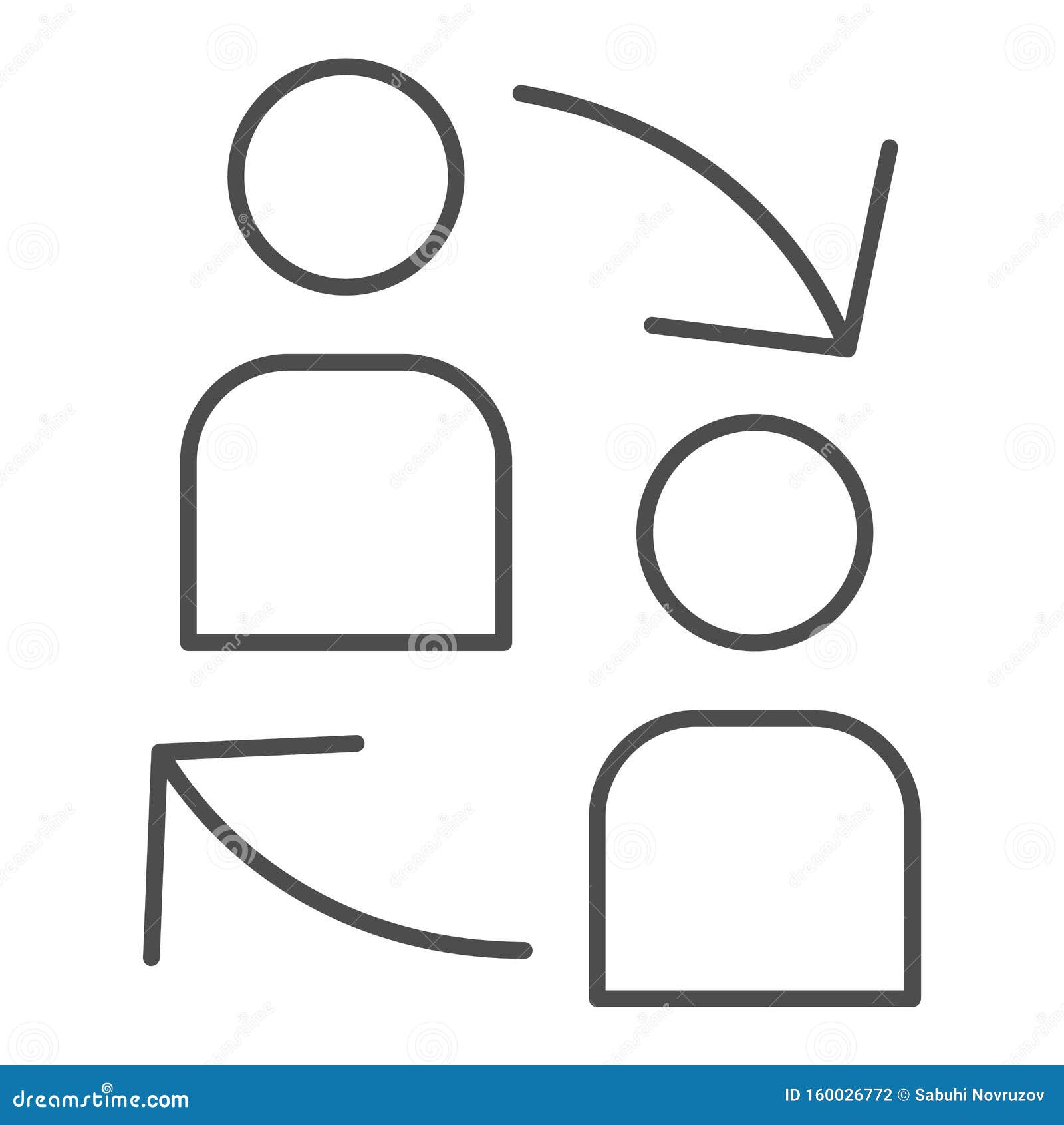 Users Exchange Thin Line Icon. Users Connection Vector Illustration ...
