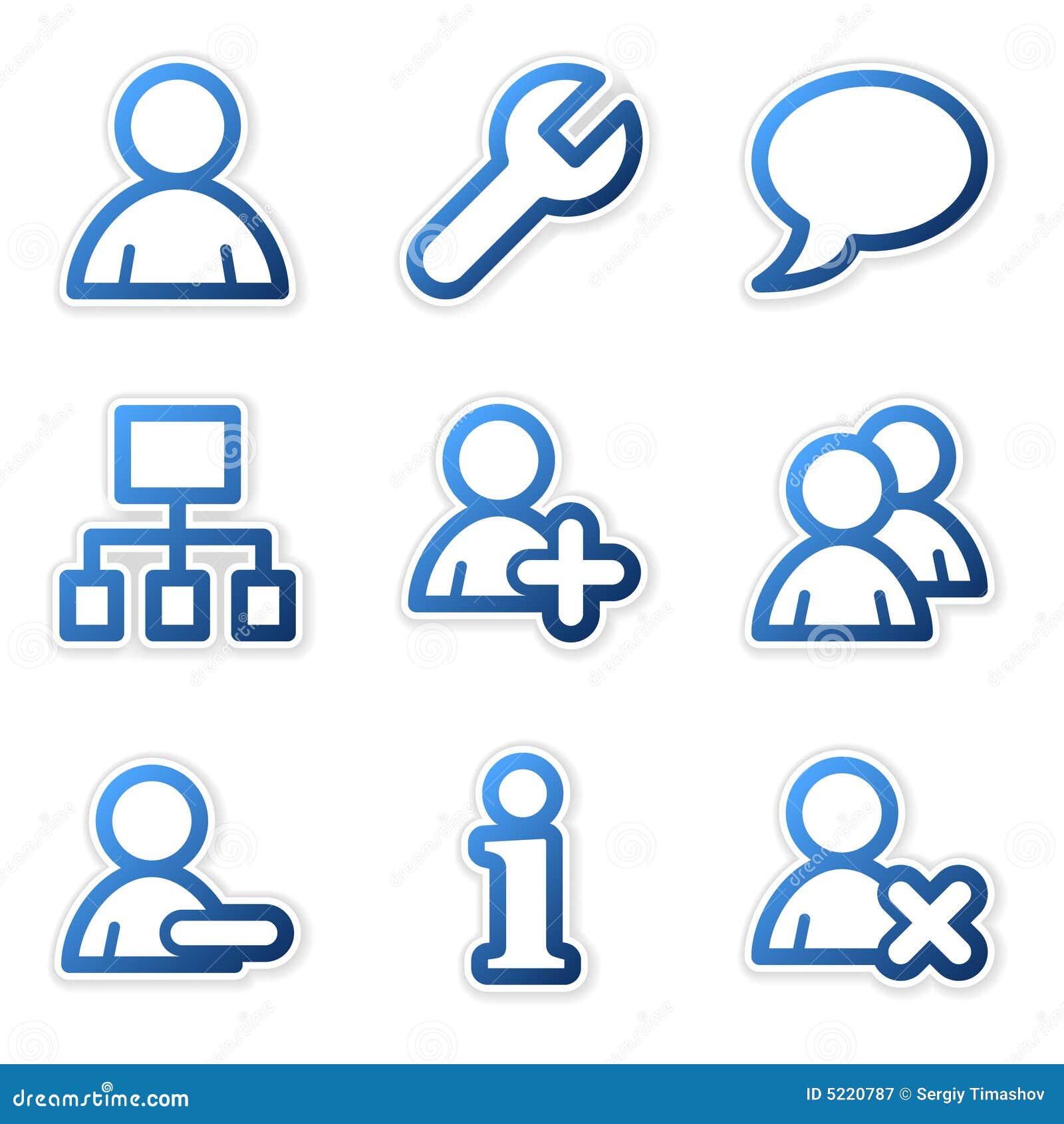 Users icons, blue series stock vector. Illustration of comment - 5220787