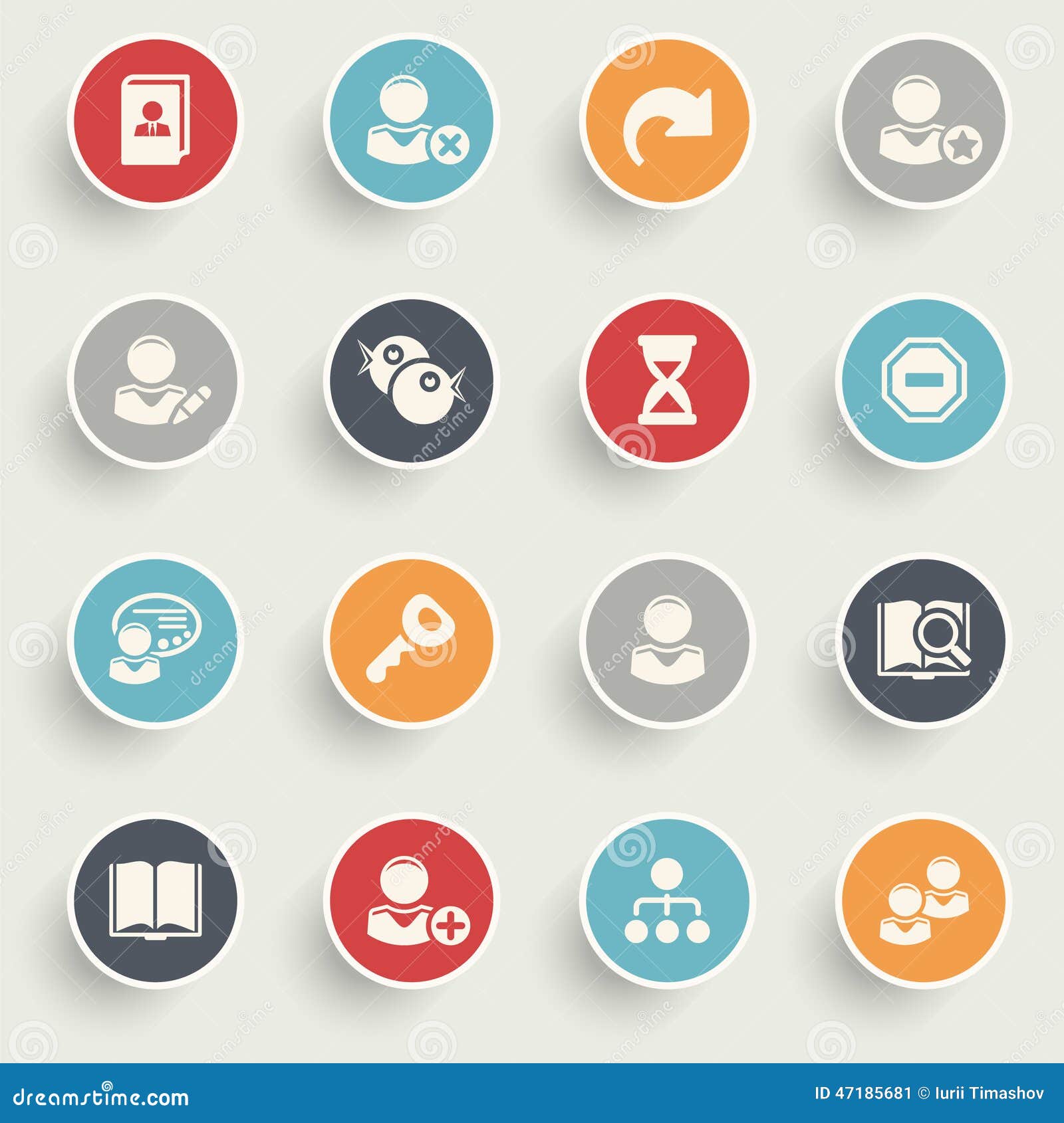 Users Icons with Color Buttons on Gray Background. Stock Vector ...