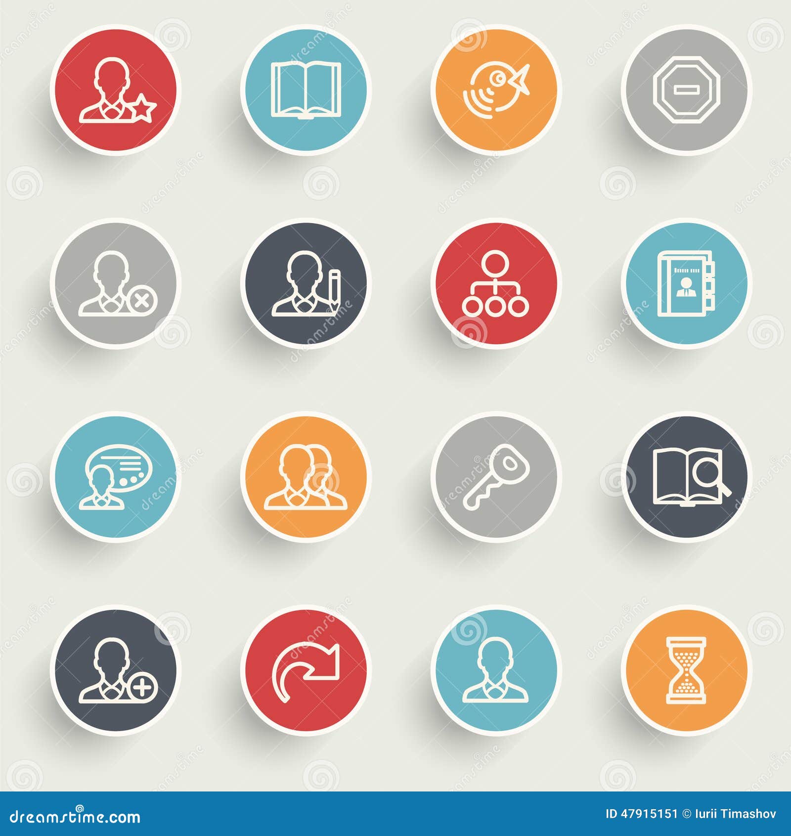 Users Icons with Color Buttons on Gray Background. Stock Vector ...