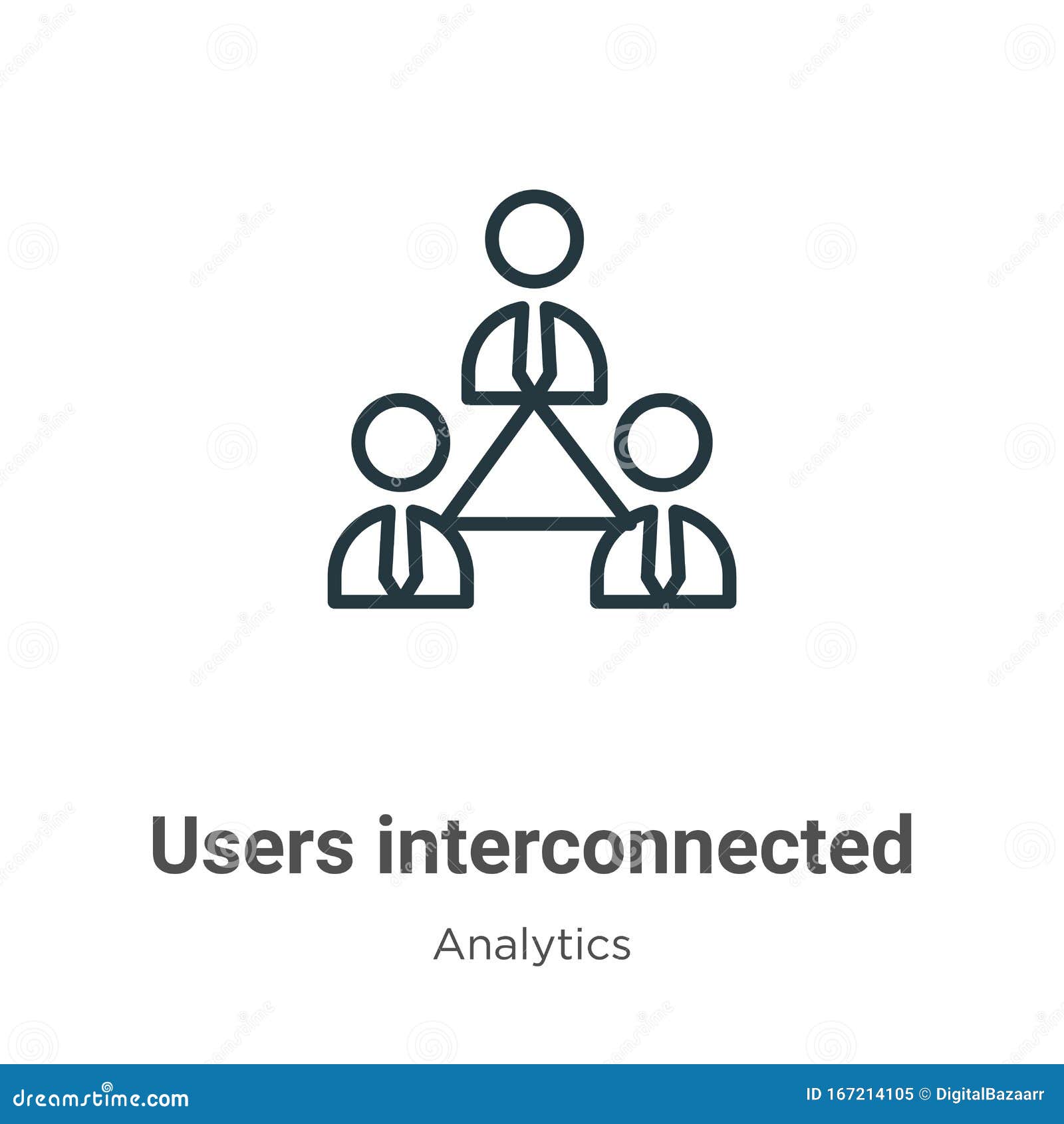 Users Interconnected Outline Vector Icon. Thin Line Black Users ...