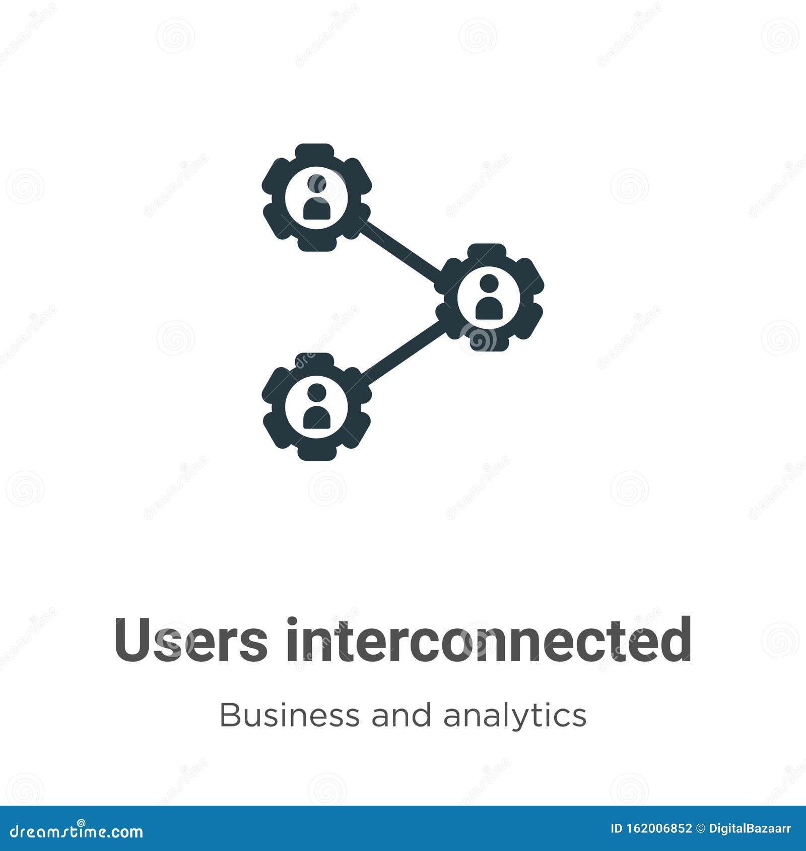 Users Interconnected Vector Icon on White Background. Flat Vector Users ...