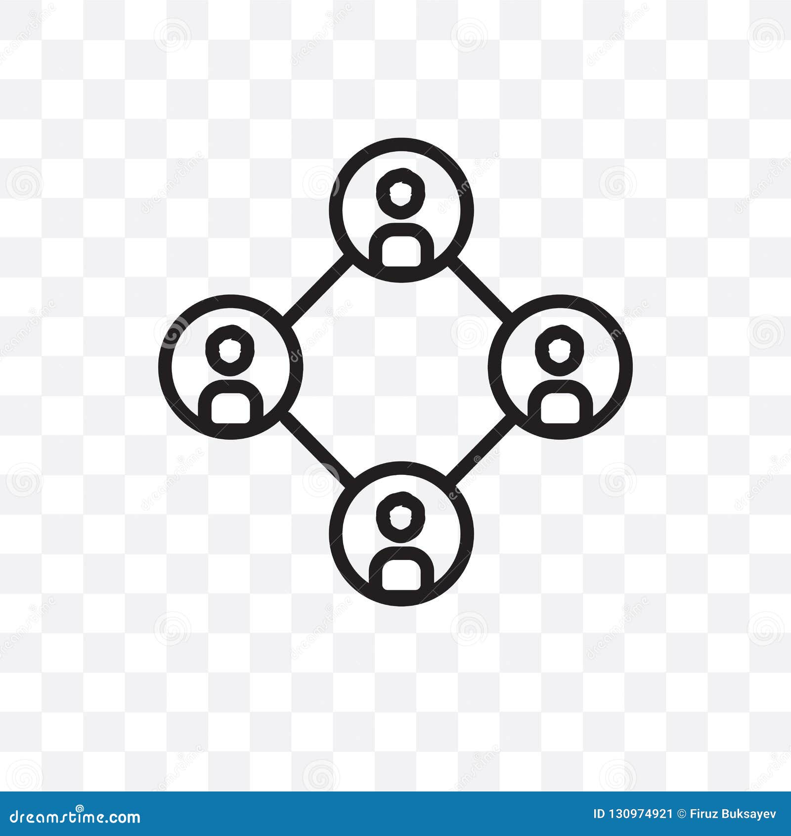 Users Interconnected Vector Linear Icon Isolated on Transparent ...