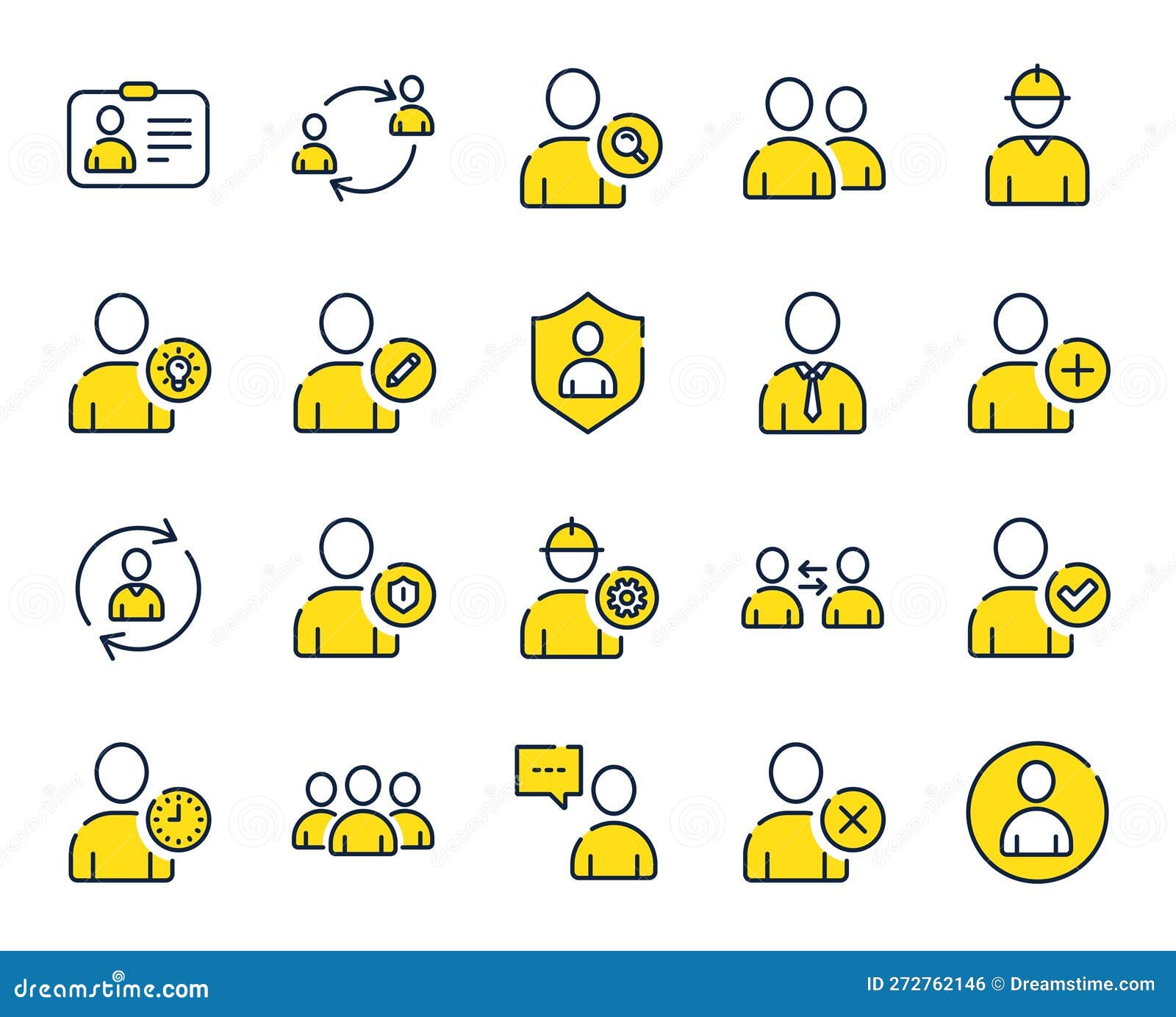 Users Line Icons. Profile, Group and Support. Vector Stock Illustration ...