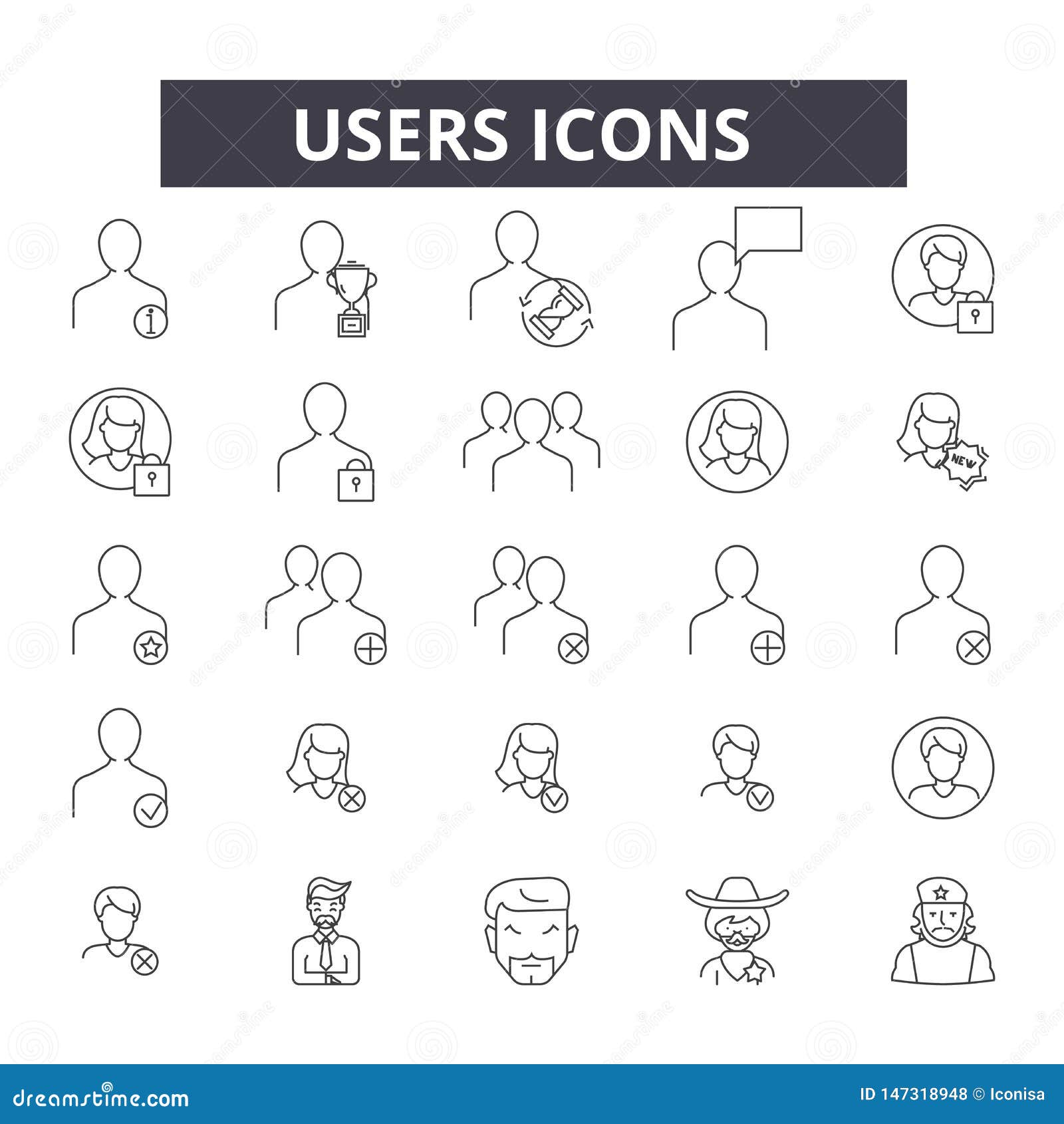 Users Line Icons, Signs, Vector Set, Linear Concept, Outline ...