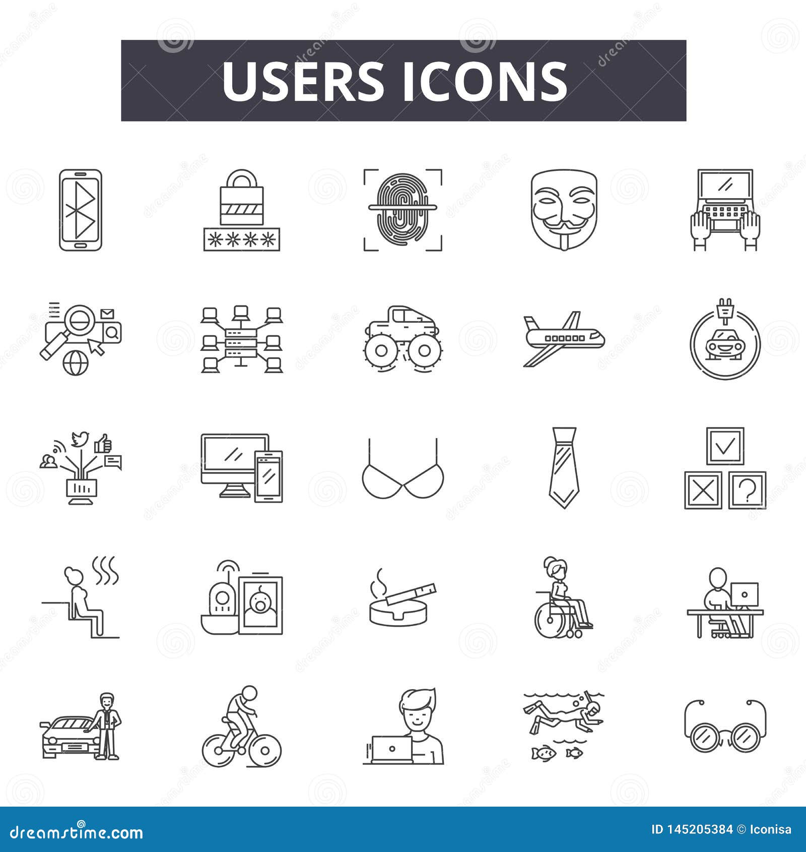Users Line Icons, Signs, Vector Set, Outline Illustration Concept Stock ...