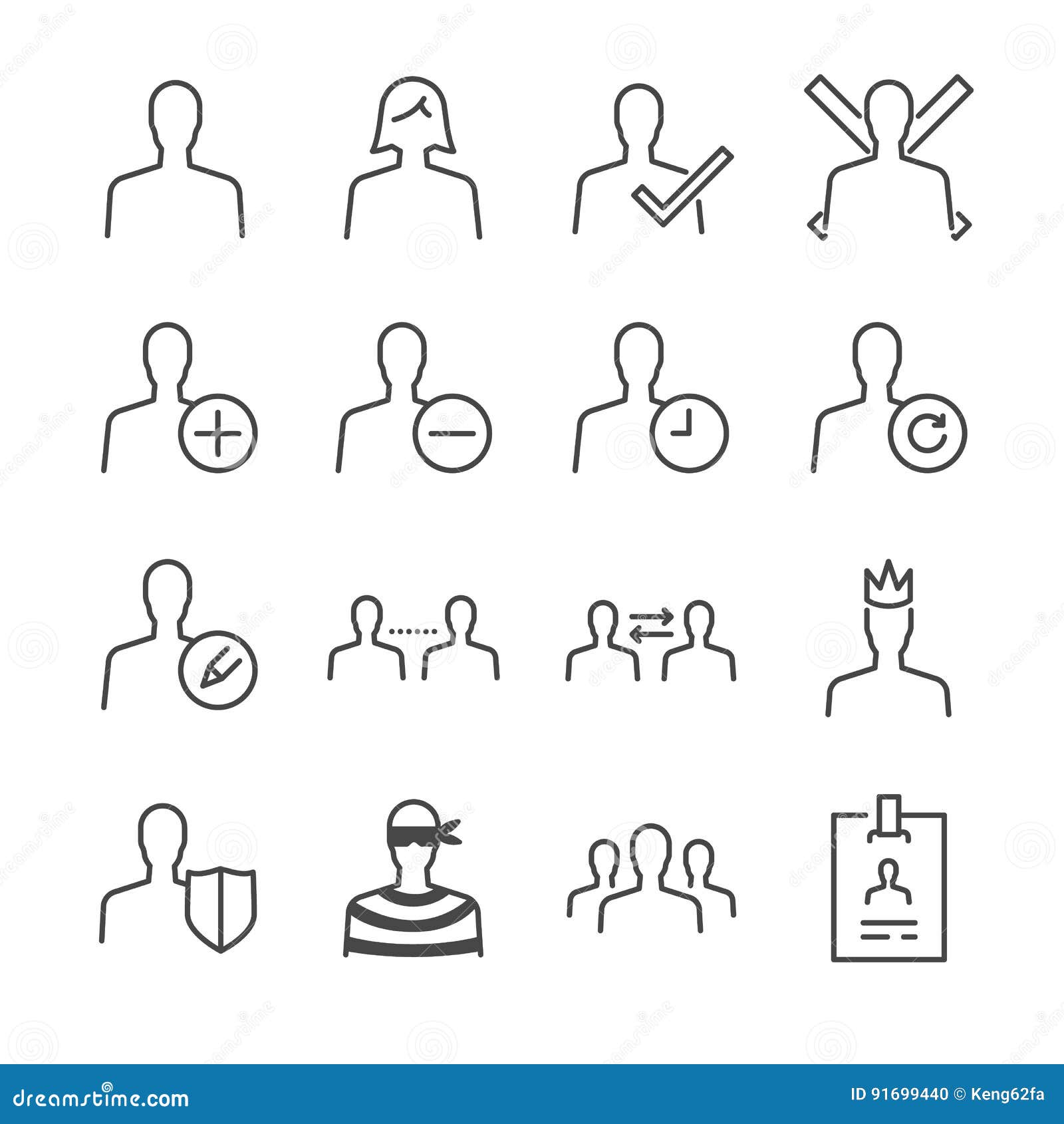 Users Management Line Icon Set Stock Vector - Illustration of manager ...