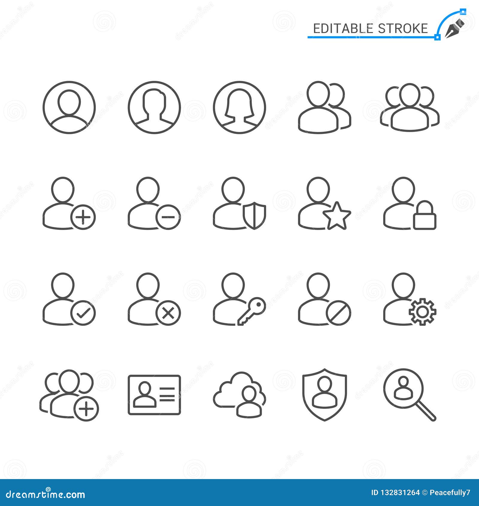 Users outline icon set stock vector. Illustration of cross - 132831264
