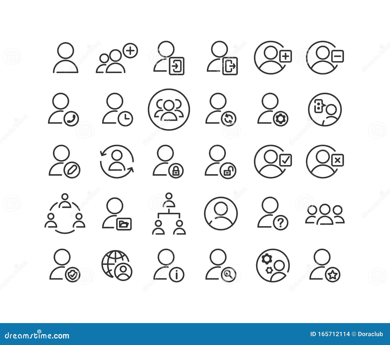 Users outline icon set. stock vector. Illustration of help - 165712114
