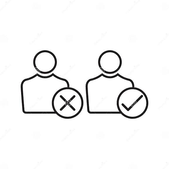 Users with Right and Wrong Sign Outline Icon Stock Illustration ...
