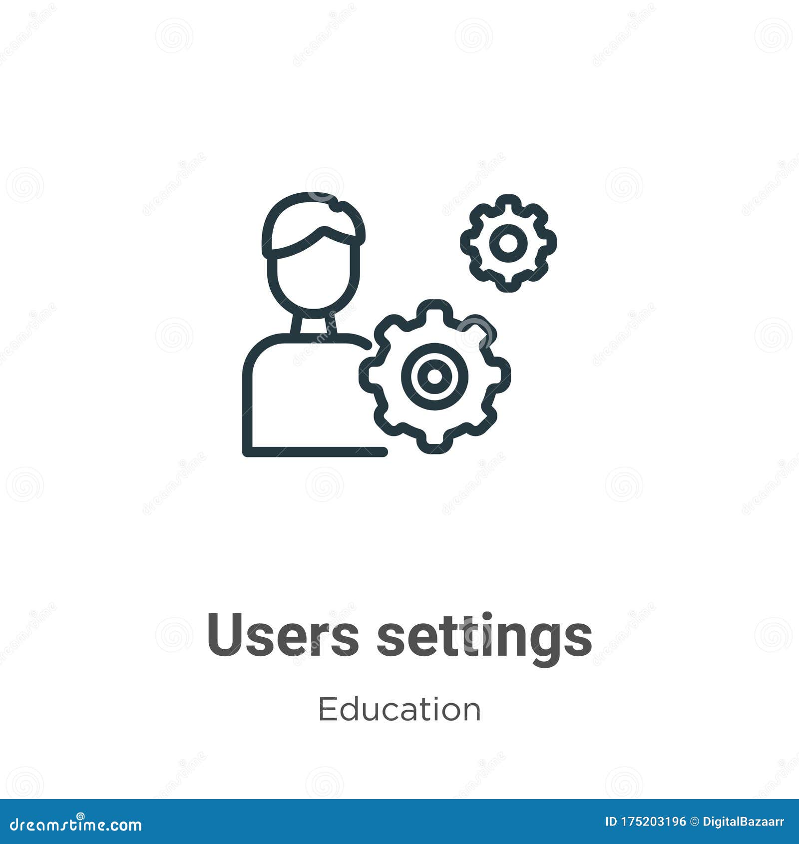 Users Settings Outline Vector Icon. Thin Line Black Users Settings Icon ...