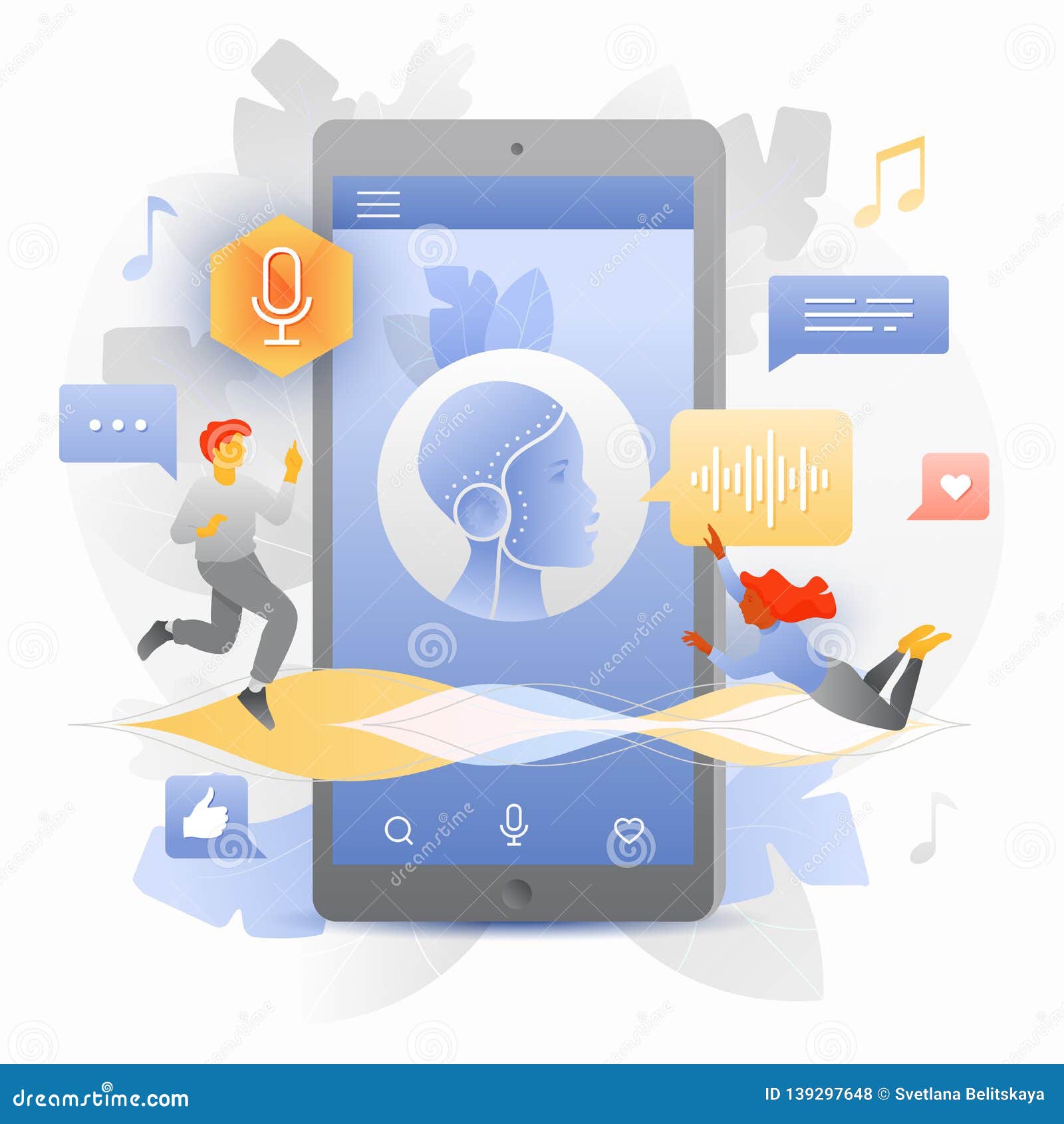 Users and Voicebot stock vector. Illustration of smartphone - 139297648