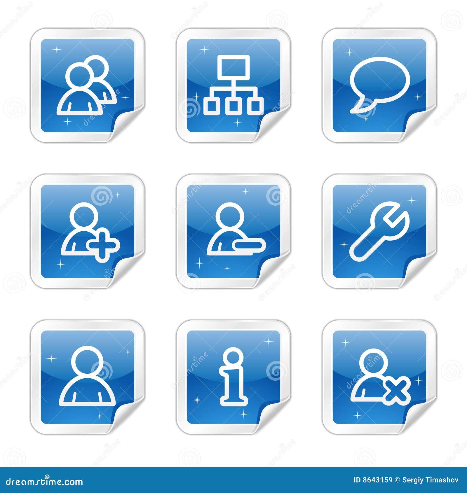 Users Web Icons, Blue Glossy Sticker Series Stock Vector - Illustration ...