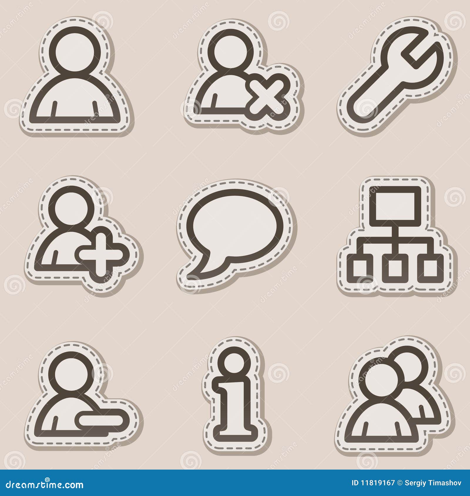 Users Web Icons, Brown Contour Sticker Series Stock Vector ...