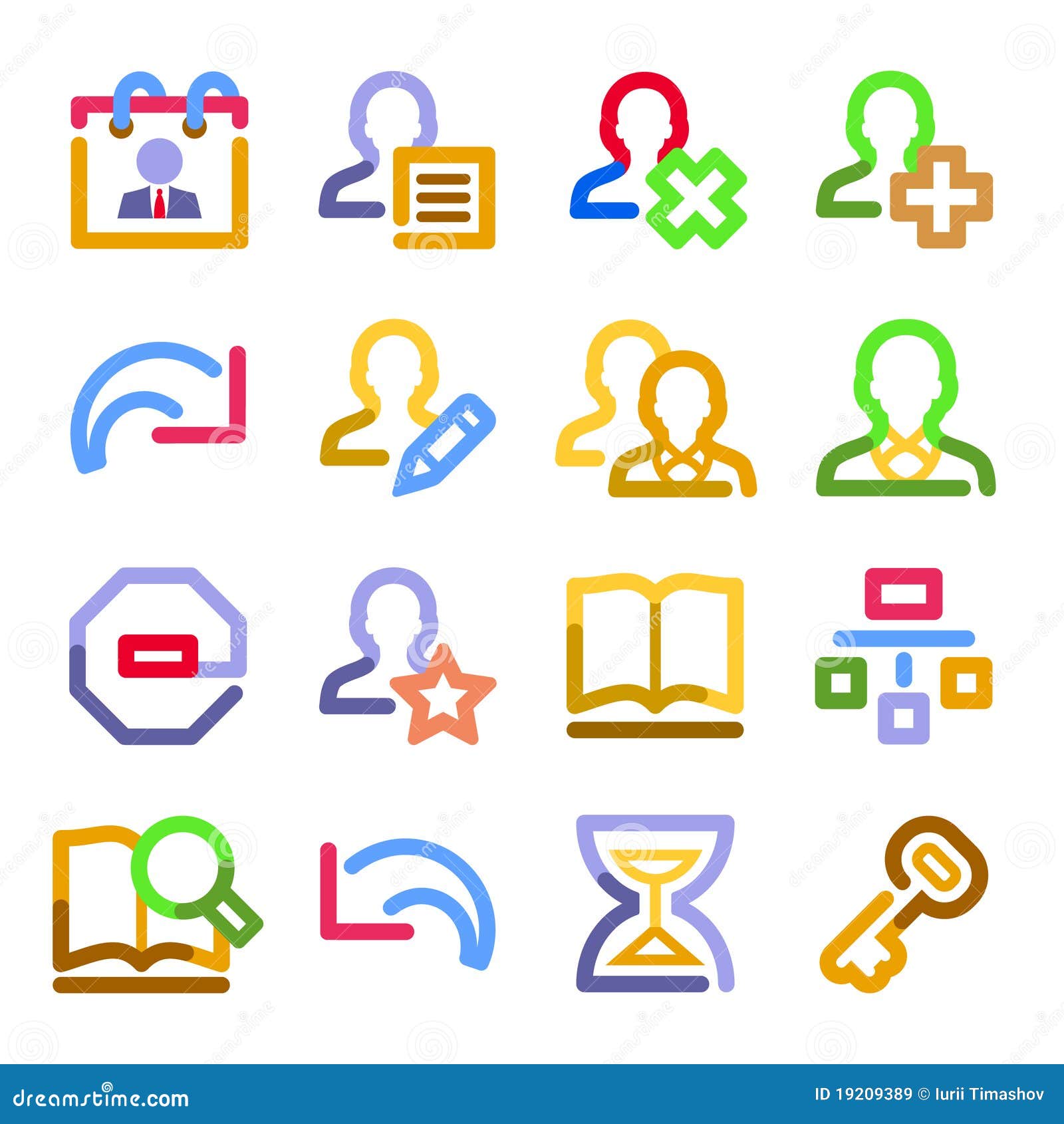 Users Web Icons. Color Contour Series. Stock Vector - Illustration of ...