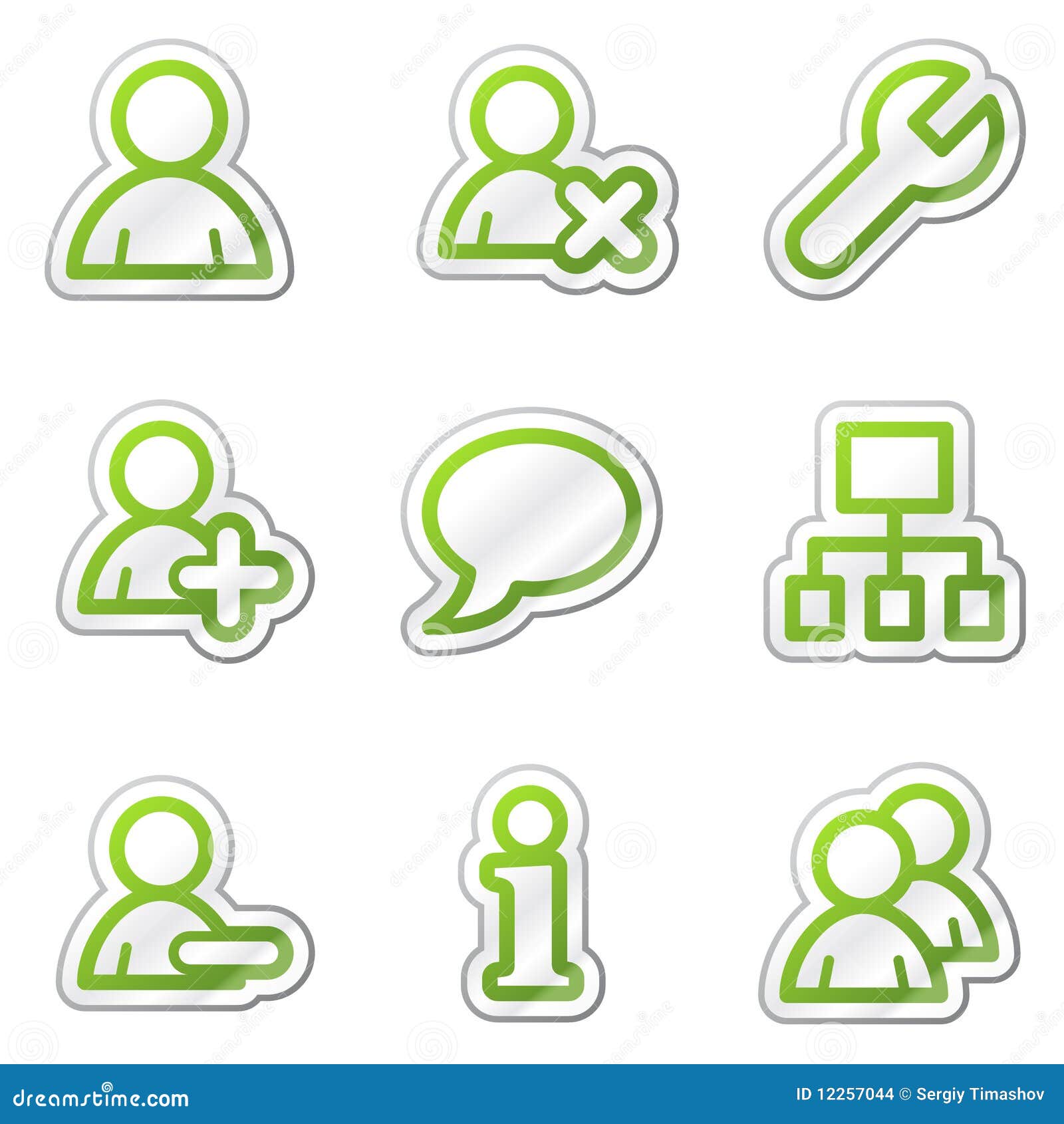 Users Web Icons, Green Contour Sticker Series Stock Vector ...