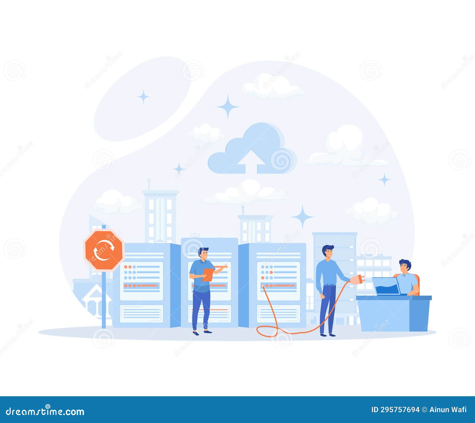 Users Work with a Cloud Service Platform. Cloud Computing Stock ...