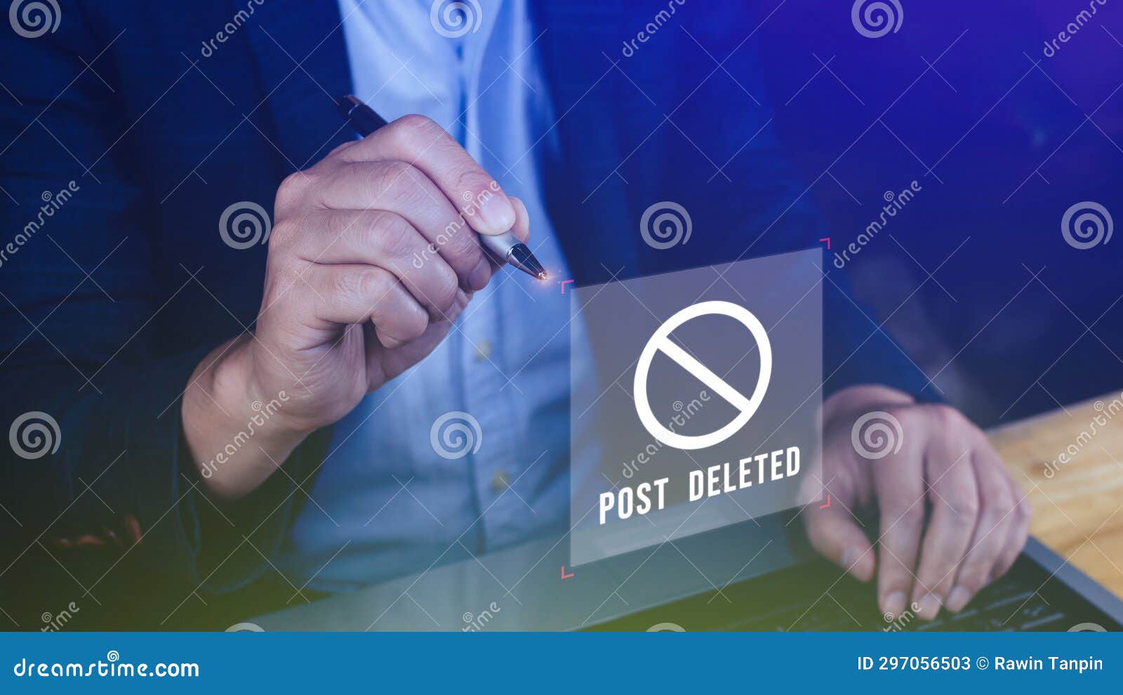 Uses a Computer Laptop Touching Social Media on a Virtual Screen, but ...