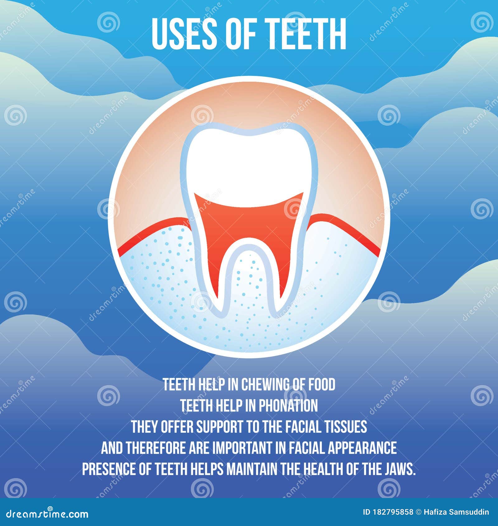 Uses of teeth design stock vector. Illustration of aware - 182795858