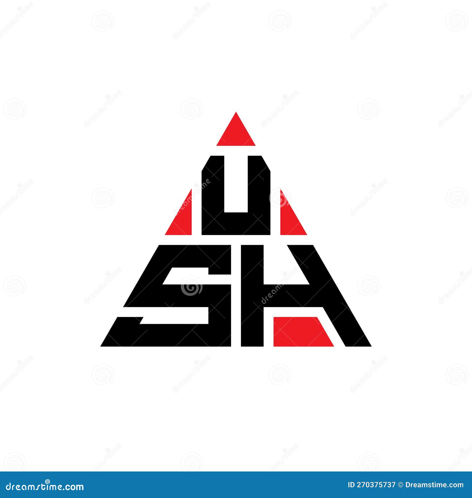 USH Triangle Letter Logo Design with Triangle Shape. USH Triangle Logo ...
