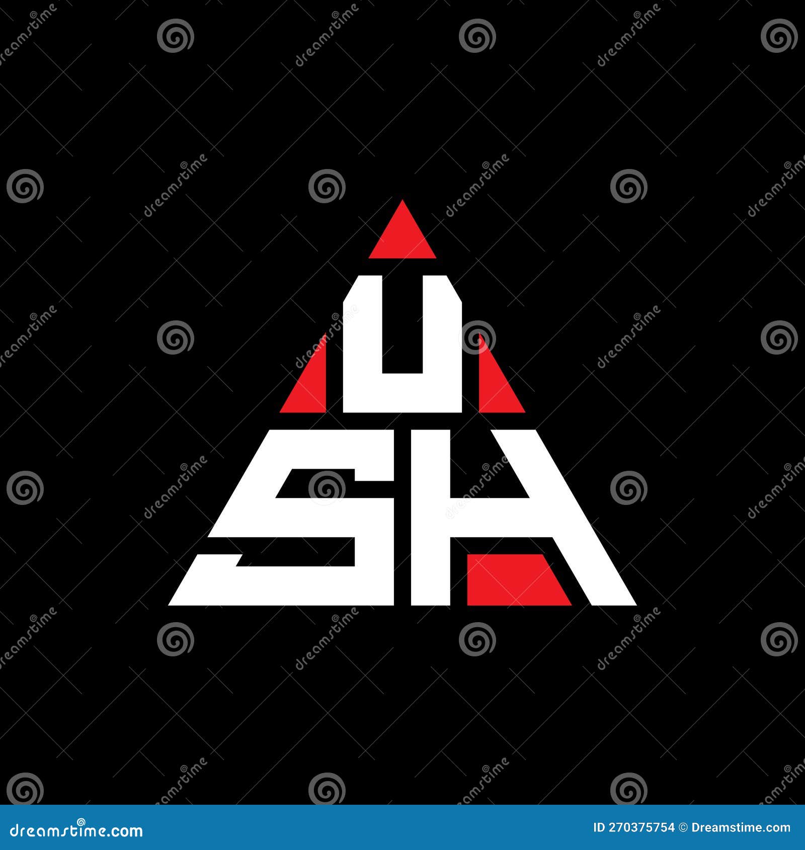 USH Triangle Letter Logo Design with Triangle Shape. USH Triangle Logo ...