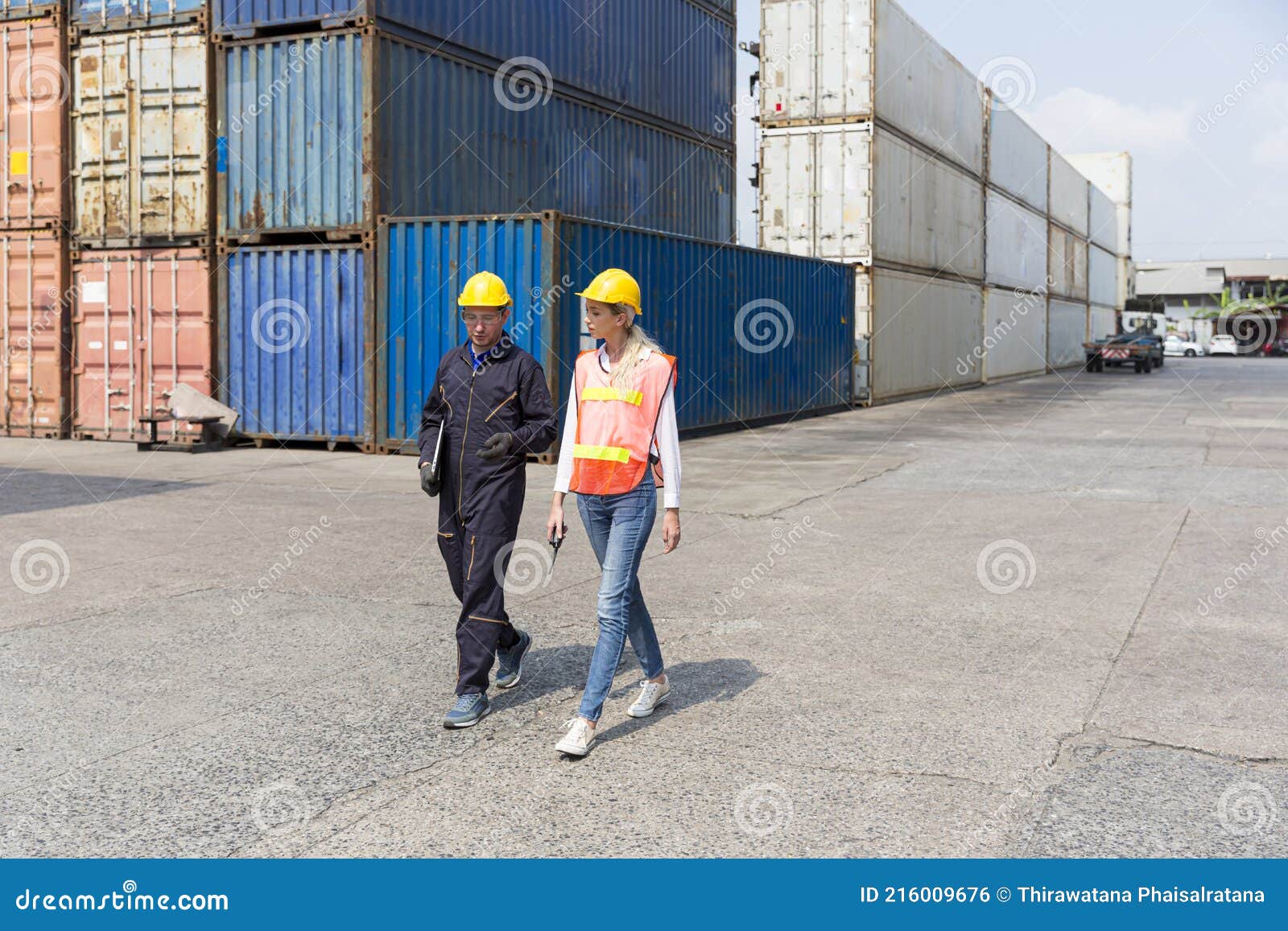 Usiness Logistics Import Export Shipping Concept. Foreman and Cargo ...