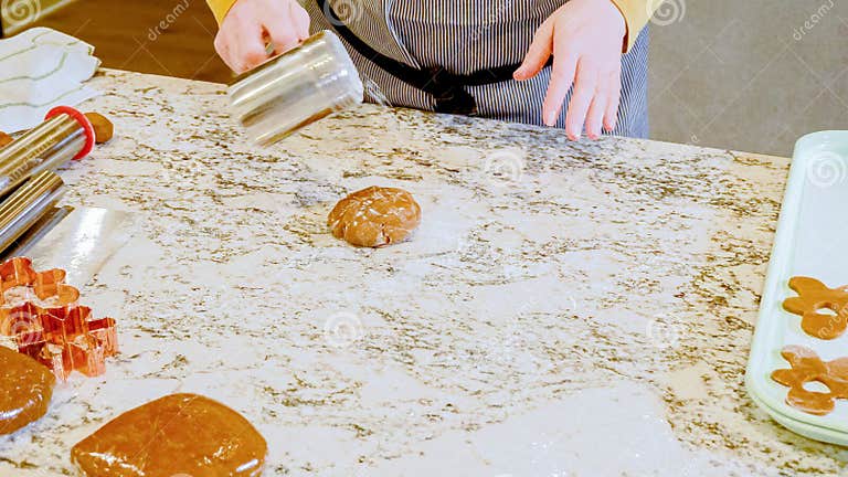 Baking Christmas Gingerbread Cookies in a Modern Kitchen Stock Image ...